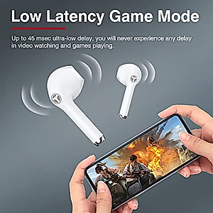 TRANYA F4 Wireless Earbuds, 30H Playtime with USB-C Charging, Bluetooth 5.3 Earphones, Half in-Ear with 4-Mics for Phone Call, IPX5 Waterproof for Sports and Workout, Touch Control-White