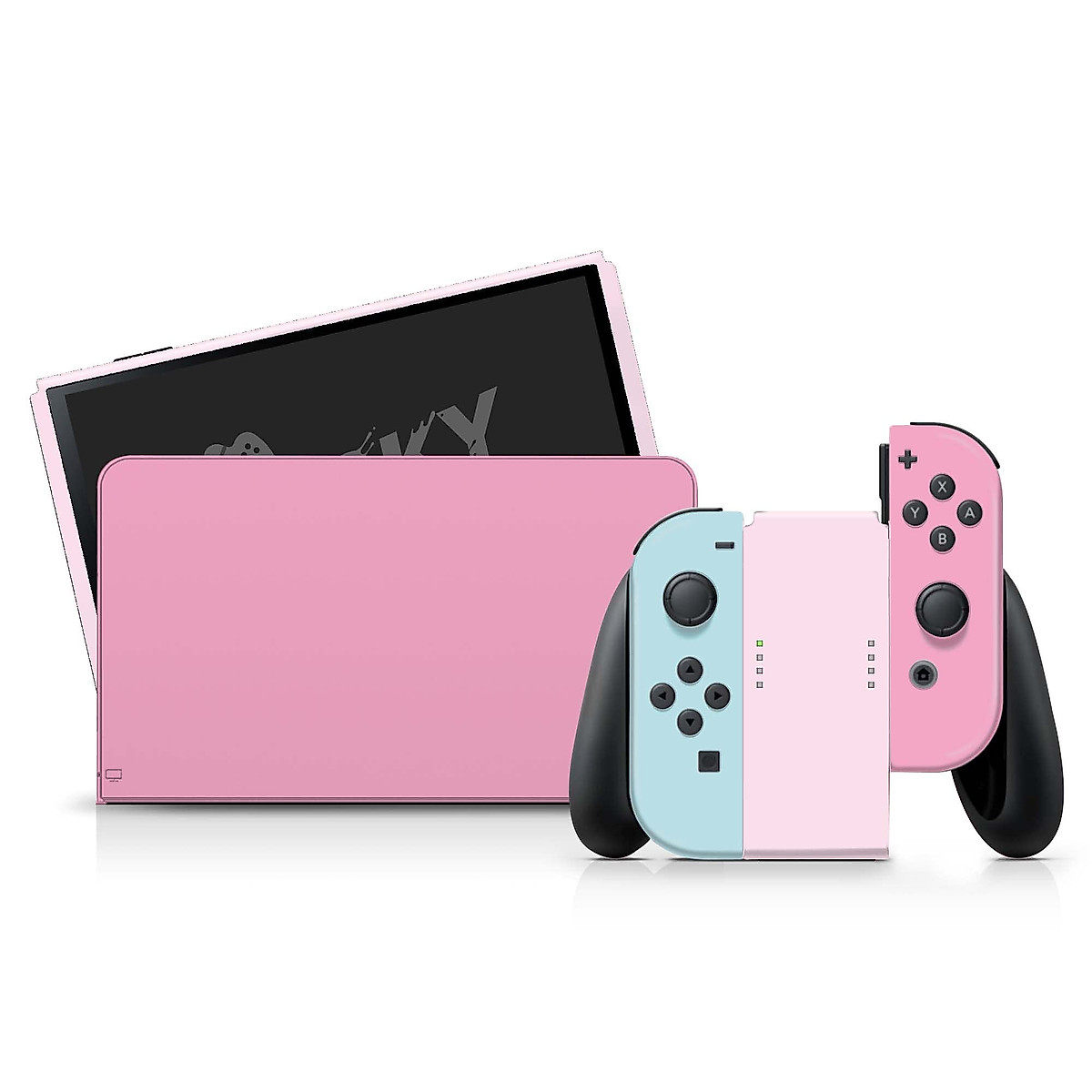 Tacky Design Pink Colorwave Skin Compatible with Nintendo Switch OLED Skin Wrap Cover, Color Blocking Skin for Nintendo Switch OLED Stickers, Premium Vinyl 3M Full Wrap Decal