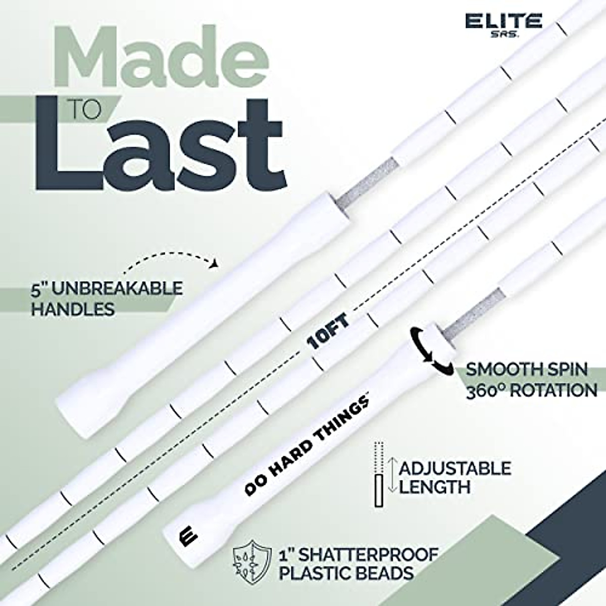 Elite SRS; Do Hard Things, Beaded Jump Rope - Adjustable Jump Ropes for Fitness with Unbreakable Handles and Shatterproof Beads - Perfection Addition to Your Exercise Equipment