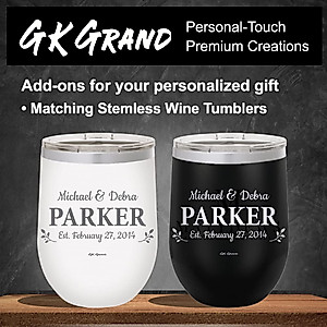 Personalized Cutting Board Wedding Gift Elegant Walnut Polished Live Edge Wood Display Custom Engraved Rustic Unique Anniversary Bride Groom Newlywed Couple Parents Housewarming (Wedding Branches)