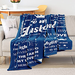 Birthday Gifts for Husband from Wife, Romantic Husband Birthday Gift from Wife to My Husband Flannel Blanket Christmas Anniversary Valentines Gifts for Husband from Wife Soft Throw Blanket 60"*50"