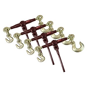 Mytee Products Heavy Duty Specialty Pro Ratchet Load Chain Binder w/ 1/2" Grab Hook on One Side & 1/2" Slip Hook Other Side, 12,000 Lbs Load Limit | Chain Binders for Flatbed Truck Trailer - 4 Pack