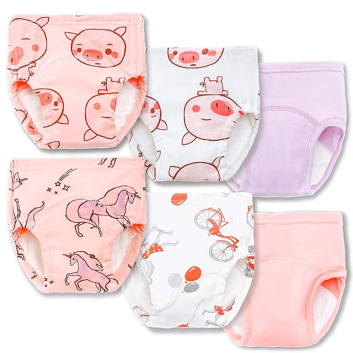 Joyo roy 6Pcs Girls Panties Little Girls Underwear 100% Cotton Toddler Girls Underwear Training Diapers Toddler Training Pants Underwear For Toddler Girls Toddler Potty Training Underwear Girls 1T
