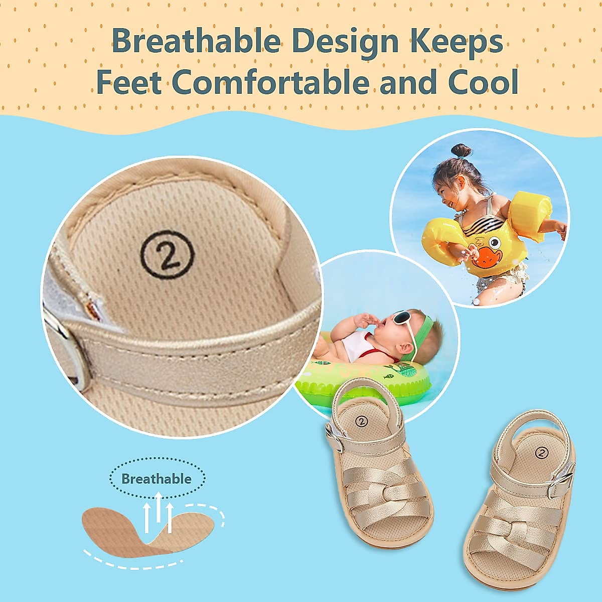 CENCIRILY Infant Baby Girls Boys Sandals Summer Beach Outdoor Bowknot Soft Rubber Sole Toddler Princess Dress Flats Walking Shoes