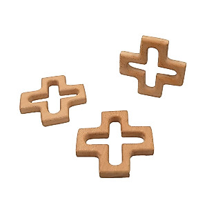 Arakierst 10pcs Organic Wood Cross Pure Natural Animal Shape Beech Wooden Handmade Grasping Pattern DIY Pacifier Chain Pendant
