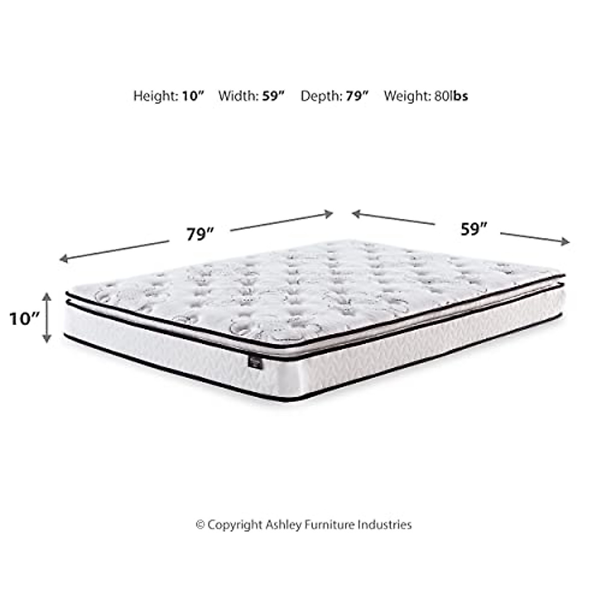 Signature Design by Ashley, Bonnell 10 Inch Gel Foam Firm Pillowtop Mattress, Queen