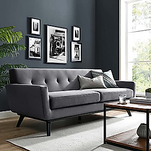 Modway Engage Performance Velvet Sofa, Gray