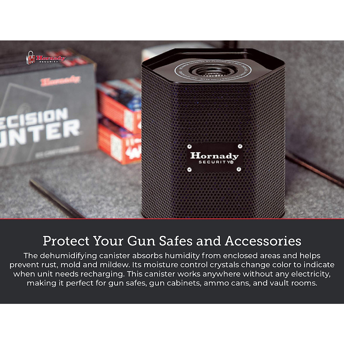 Hornady Reusable Canister Dehumidifier 1500G, 95906 - Portable, Easy to Use Moisture Absorbers for Gun Safes & Cabinets - Prevent Moisture Damage for Gun Safe Accessories, Firearms in Your Gun Vault