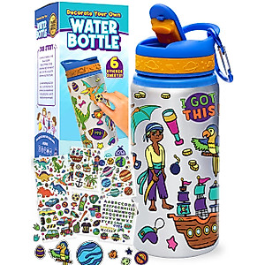 PURPLE LADYBUG Decorate Your Own Water Bottle for Girls Craft Set - Gifts for 6 Year Old Girl, 10 9 8 7 Year Old Girl Gifts, Fun Coloring Crafts for Girls Ages 6-8, School Water Bottles for Kids