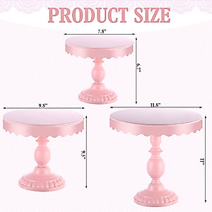 Dandat 6 Pcs Pink Cake Stands Round Dessert Stands Set Metal Cake Holder Cake Pedestal Stand Display Table Pastry Trays for Birthday Party Wedding Anniversary Baby Shower, 3 Sizes