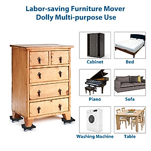 Insdawn Furniture Sliders,Furniture Dolly for Moving Dolly with 4 Wheels & Furniture Lifter, 1000Lbs Load Capacity, 360° Rotation Wheels for Moving Heavy Duty,6 Packs,Blue Rubber Wheels