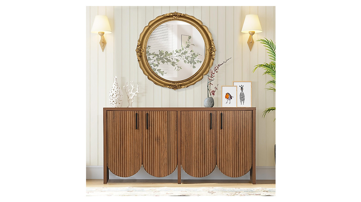 Elegant Fluted Buffet Sideboard | Scandinavian Storage Cabinet