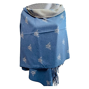 BUMBLE BEES SUPER SOFT SCARF WITH BEAUTIFUL TASSELS REVERS ABLE SOFT AND WARM SCARF beautiful colours (BLUE) YELLOW