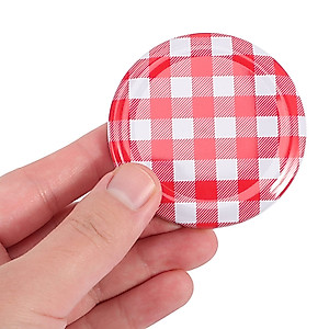 Lurrose 40pcs Mason Jar Lid Checkered Canning Lids for Wide Mouth Jars Regular Canning Lids Four Wide Mouth Food Jar Canning Lids Regular Honey Container Lid Jam Automatic Iron Sealing Cap