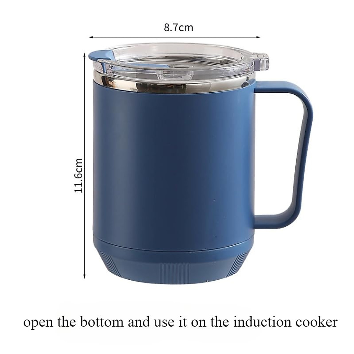 WENKII 17oz Stainless Steel Insulated Coffee Mug with Handle - Double Wall Vacuum Travel Tumbler with Sliding Lid, Induction Cooktop Safe, for Hot and Cold Beverages (Blue)