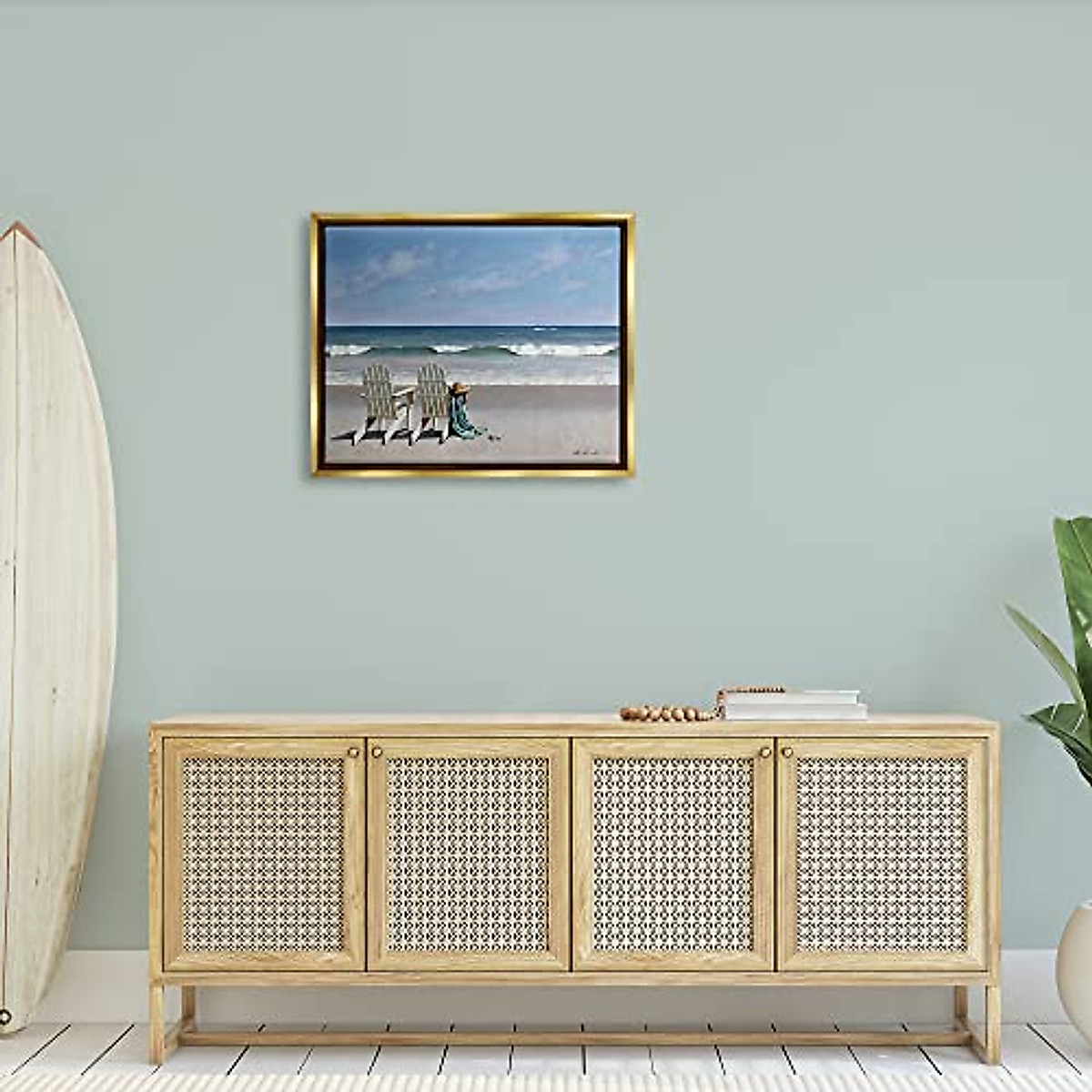 Stupell Industries Two White Adirondack Chairs on the Beach, Design by Zhen-Huan Lu