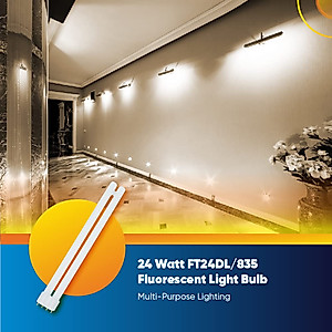 Technical Precision 24W Twin Tube T5 Bulb Type PL Lamp Compact Fluorescent Tubes Replacement for Ottlite OLT-24W Light Bulb 4-Pin 2G11-3500K Neutral White - 1 Pack