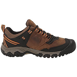 KEEN Men's Ridge Flex Low Height Waterproof Hiking Boots, Bison/Golden Brown, 13 Wide
