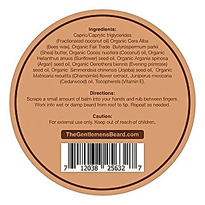 The Gentlemen's Beard Premium Cedarwood Beard Balm - Leave-in Conditioner & Softener - All Natural - Styles, Strengthens, Thickens & Softens Promoting Healthier Beard & Mustache Growth
