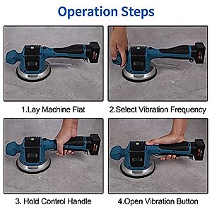 Tile Vibration Machine Installation Tool - Nopwer Tiling Suction Cup for Leveling Handheld Vibrator Adjustable 6 Speeds 25V 12000r/min