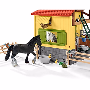 Schleich Farm World, 30-Piece Playset, Farm Toys and Farm Animals for Kids Ages 3-8, Horse Stable 10.5 x 49 x 34.5 cm