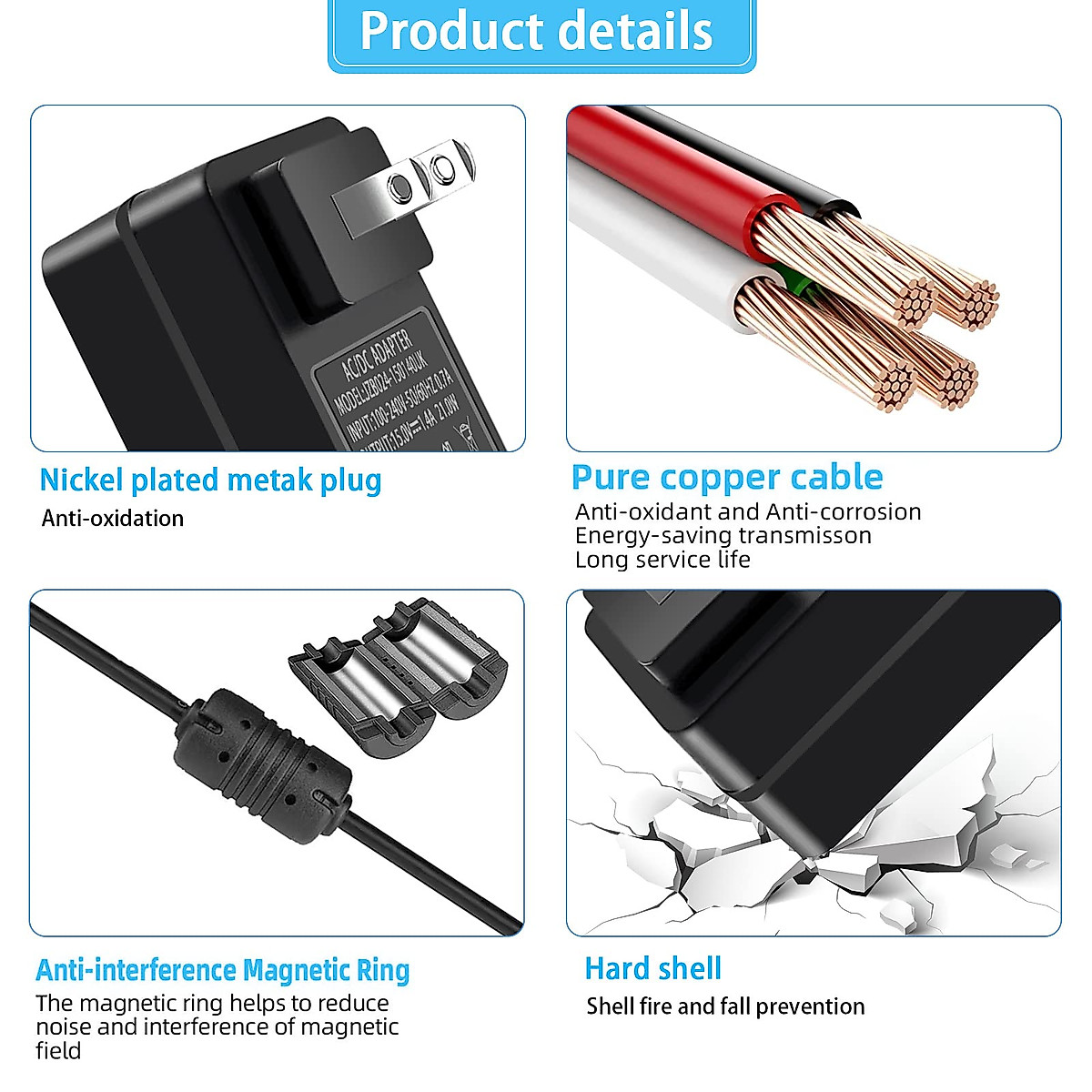 21W Charger Power Cord, Compatbile with Alexa Echo 1st 2nd Generation, Echo Show 5 3rd Gen, Echo Show 1st Gen, Echo Plus 1st Gen, Echo Look, Echo Link, 15V 1.4A AC Power Adapter.