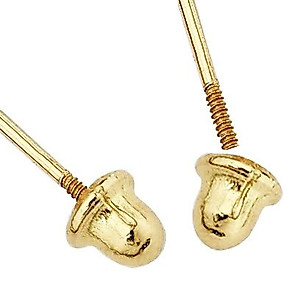 14k REAL Yellow Gold Butterfly Stud Earrings with Screw Back