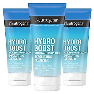 Neutrogena Hydro Boost Gentle Exfoliating Daily Facial Cleanser with Hyaluronic Acid, Face Wash Clinically Proven to Increase Skin's Hydration Level, Oil-Free & Non-Comedogenic, 5 oz