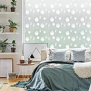 Viseeko Privacy Window Film Non-Adhesive Window Film Frosted Static Cling Glass Film Dandelion Patterns Window Stickers for Doors Home Living Room Kids Bedroom (17.5 x 78.7Inches)