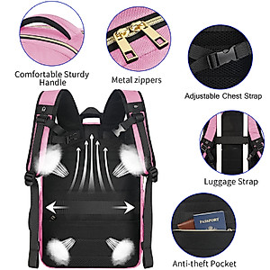 LTINVECK Travel Laptop Backpack for Women Men, Business Anti Theft TSA Friendly Laptops Backpack with USB Charging Port,Durable Water Resistant Computer Bag Fits 15.6 Inch Laptops,Pink