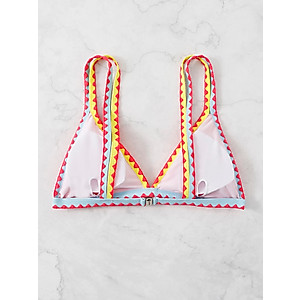 SOLY HUX Women's Triangle Bikini Top Spaghetti Strap Sexy Swimsuit Top Only Pink S