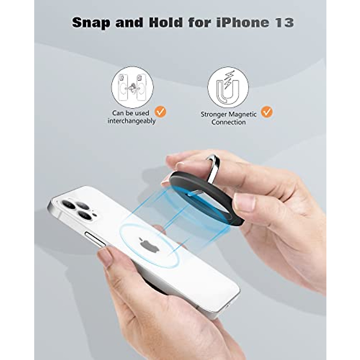 Magnetic Phone Ring Holder,Adjustable Finger Ring Stand Magnet Phone Grip, Only Work for iPhone 14 Plus 13 12, Pro, Pro Max, Mini, Mag Safe Accessories
