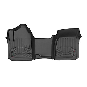 WeatherTech Custom Fit FloorLiners for Silverado 2500HD/3500HD, Silverado 1500, Sierra 1500, Sierra 2500HD/3500HD - 1st Row - Over The Hump (445451), Black