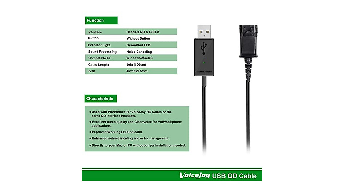 Call Center Headset USB Adapter for Plantronics QD Headsets