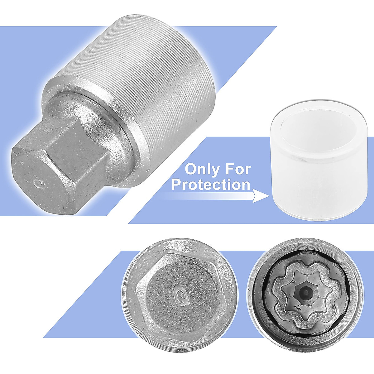 X AUTOHAUX Q Vehicle Wheel Lock Anti Theft Lug Nut Screw Removal Socket Key Wheel Lock Key for Audi A4L A5 A6L Q2L Q3 Q5 Q7 A8