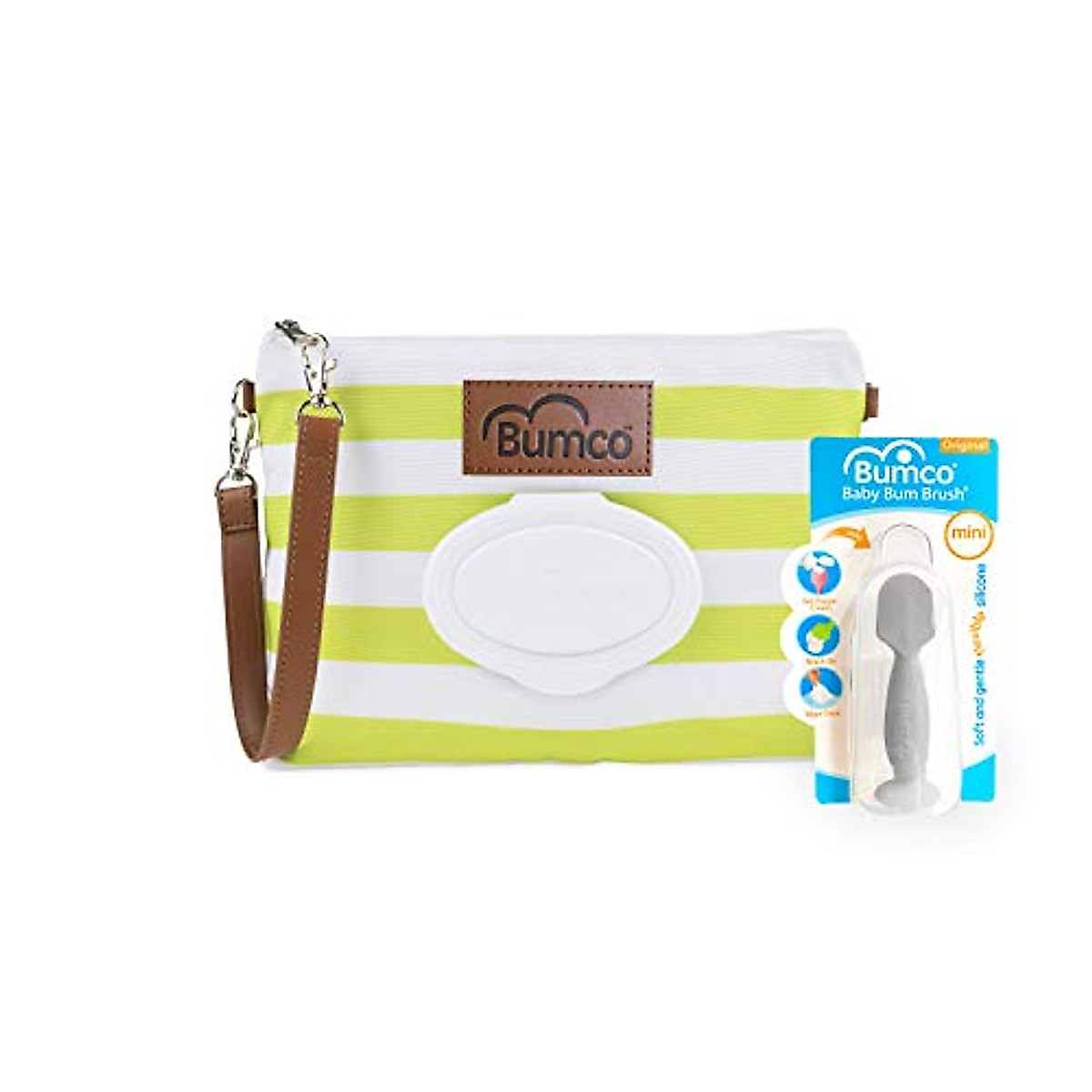 Bumco Diaper Clutch Bag and Mini Diaper Cream Spatula - Baby Travel Essential, Small Baby Bag with Wipes Dispenser, BPA-Free Butt Spatula Baby, Mini Diaper Cream Applicator with Case, Baby Essentials
