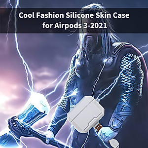 AIBEAMER 7In1 Accessories for Thor AirPods 3rd Case with Keychain, 3D Funny Anime Cartoon Silicone Cover Fashion Cool Protective Cover for Airpod 3rd Generation for Kids Boys Girls- Thor Hammer