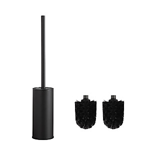 BVL Toilet Brush with Holder Stainless Steel Black Toilet Cleaner Brush Set Free Standing Toilet Brush for Bathroom