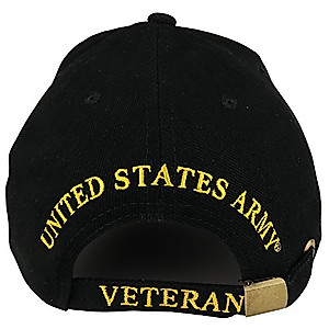 Officially Licensed US Army Veteran Emblem Embroidered Structured Military Baseball Cap - Black