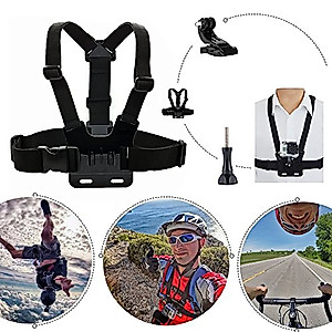 VVHOOY 3 in 1 Universal Action Camera Accessories Kit - Head Strap Mount/Chest Harness/Selfie Stick Compatible with Gopro Hero 11 10 9 8 7 6 5/AKASO EK7000/V50/Brave 7/Dragon Touch Action Camera