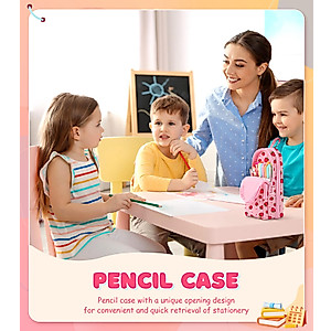 LISEVO Cute Strawberry Pencil Case,Unique Aesthetic 3D Schoolbag-Shaped Pencil Pouch for Girls Boys Kids Women,Big Capacity Pen and Pencil Stationery Organizer Bag with Zippers for School Office