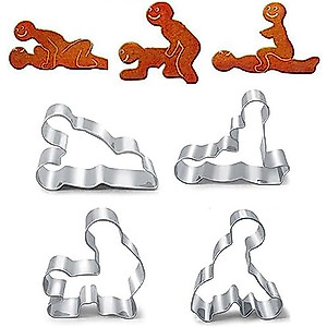 4 Pcs Stainless Steel Cookie Cutter Set, Funny DIY Mold Cookie Mold Cutting Mold, Cartoon Baking Mold, Fondant Tool Pastry Biscuit Cake Baking Mould Set D3