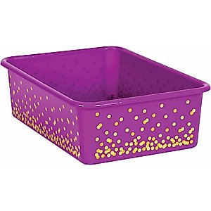 Teacher Created Resources Purple Confetti Large Plastic Storage Bin