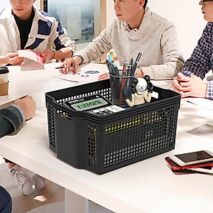 Yarebest 12 Packs Plastic Stacking Baskets, Black Storage Baskets Large