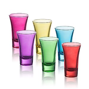 M&N HOME Colorful Shot Glasses - Fun Bachelor Party Decorations or Bar Glasses - 2 ounce Set of 6
