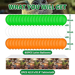 Baby Inspired Yoda Birthday Party Supplies, Party Decorations Including Foil Balloons, Latex Balloons, Cake Toppers, Backdrop and Tablecloth for Kids Baby Inspired Yoda Party Decorations