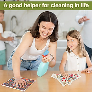 Yelasenari Swedish Dishcloths for Kitchen Reusable 6 Pack Kitchen Towels No Odor Quick-Drying Papaya Reusable Paper Towels Reusable Paper Towels Washable for Countertop Sink Kitchen Flower Bird