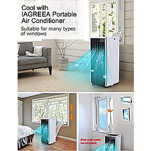 IAGREEA Portable Air Conditioners, 10,000 BTU Air Conditioner Portable For Room up to 400 Sq.Ft with Built-in Dehumidifier, Fan Mode, Sleep Mode, 24H Timer, Remote Control, Window Installation Kit & Remote Control