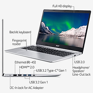 Acer Aspire 15.6” Laptop with Fingerprint Reader & Backlit Keyboard (Latest Model), Full HD IPS Display, AMD Ryzen 3 Quad-Core Processor, 20GB RAM, 1TB SSD, RJ-45, USB-C, HDMI, NLY MP, Windows 11