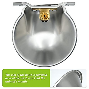 KHEARPSL Automatic Waterer Stainless Steel Sheep Goat Water Bowl with Copper Valve Livestock Waterer for Goat Sheep Calf Pig Dog Cattle